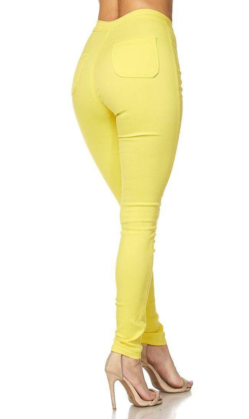 Super High Waisted Stretchy Skinny Jeans - Yellow – SohoGirl.com