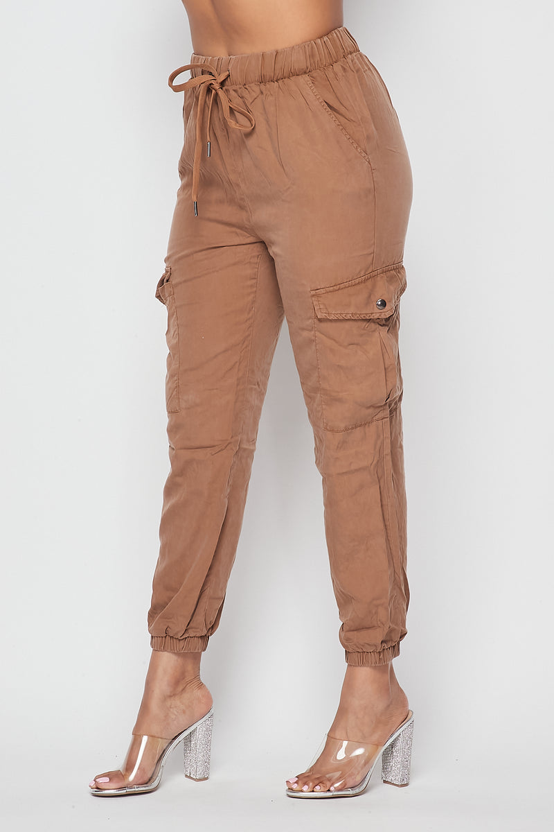 Lightweight Drawstring Cargo Joggers in Mocha – SohoGirl.com