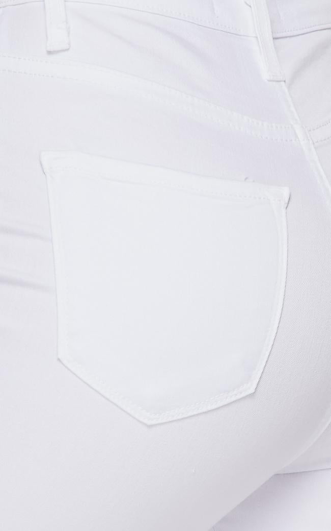 Vibrant High Waisted Button Fly Distressed Jeans - White – SohoGirl.com