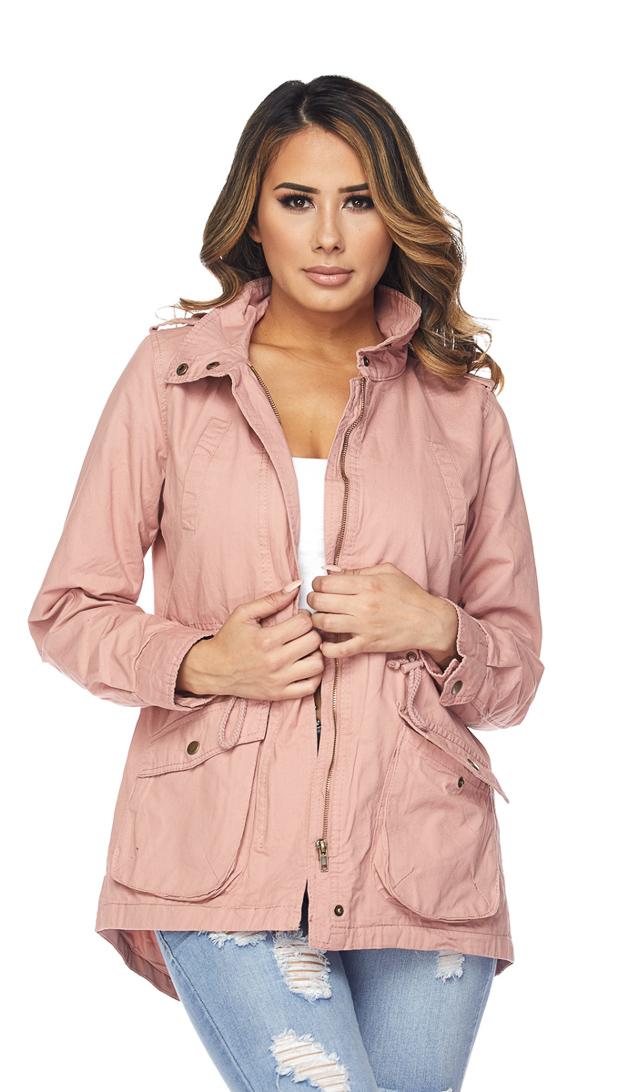 Collared Utility Parka Jacket - Blush – SohoGirl.com