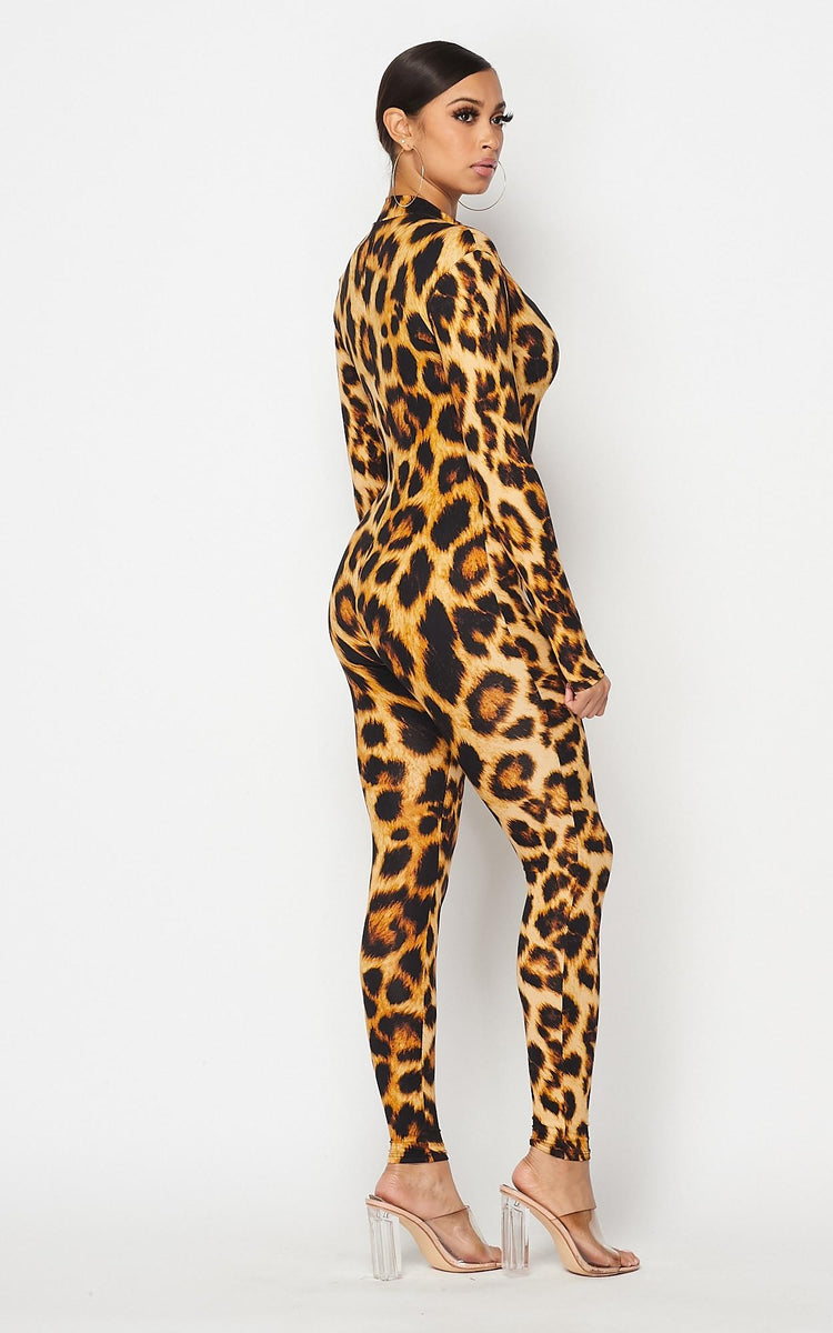 Front Zip-Up Leopard Print Jumpsuit – SohoGirl.com