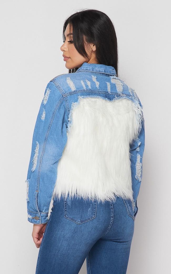 Denim Jacket with Faux Fur Panel – SohoGirl.com