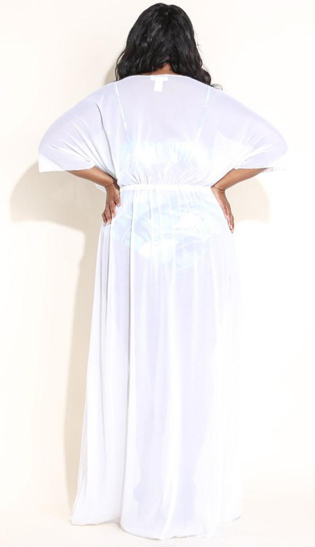 Plus Size White Sheer Mesh Maxi Duster – SohoGirl.com