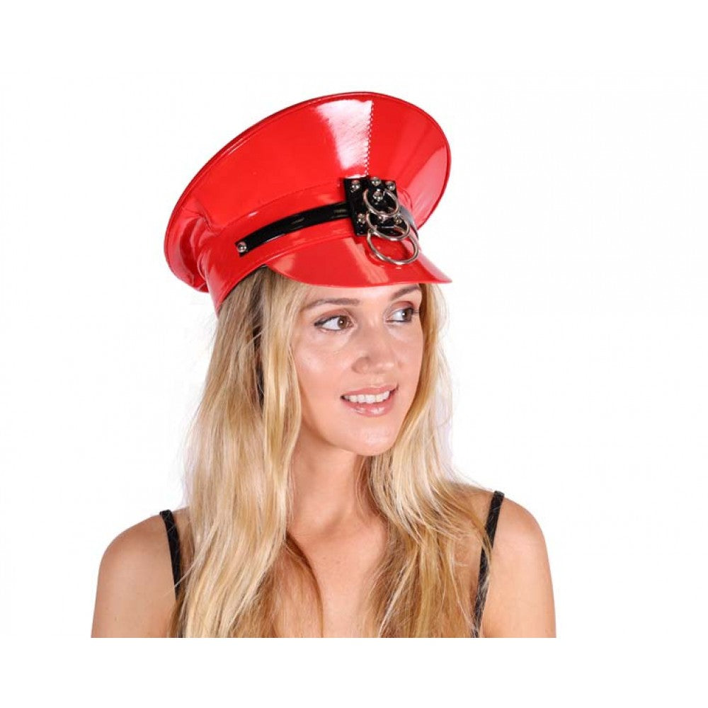 PVC Police Hat - Red – SohoGirl.com